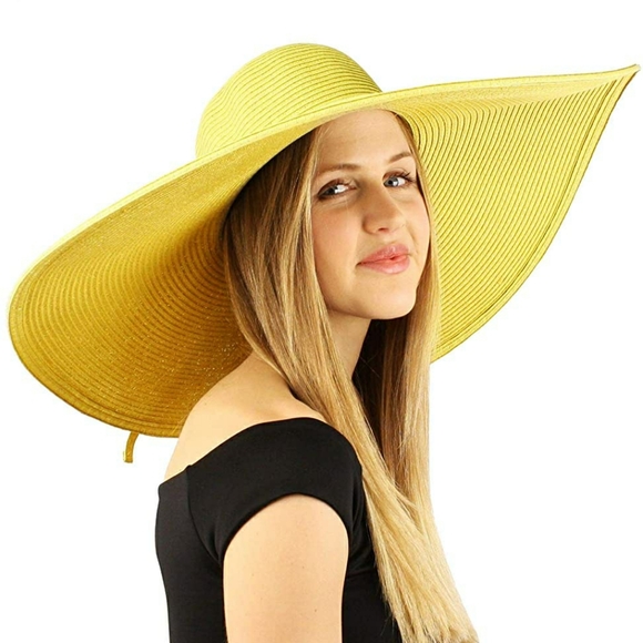 Accessories | Yellow Large Floppy Beach Sun Hat | Poshmark